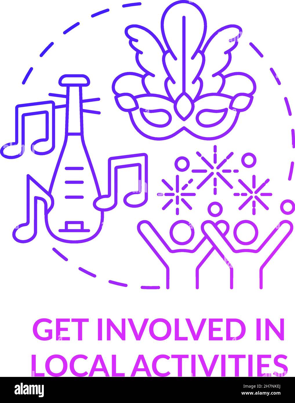 Get involved in local activities purple gradient concept icon Stock ...