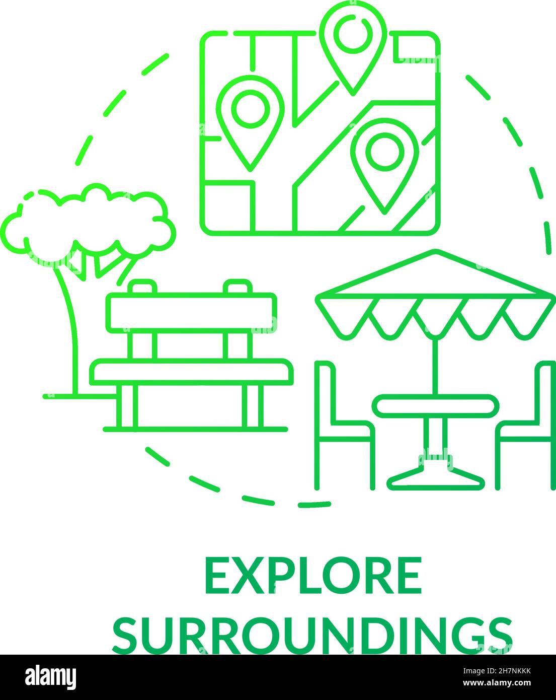 Explore surroundings green gradient concept icon Stock Vector Image ...