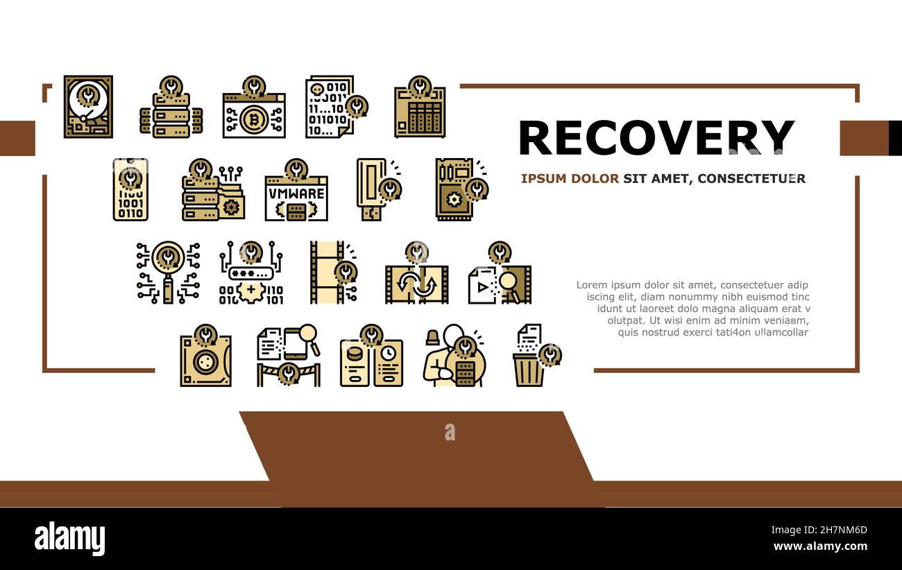 Data Recovery Computer Processing Landing Header Vector Stock Vector ...