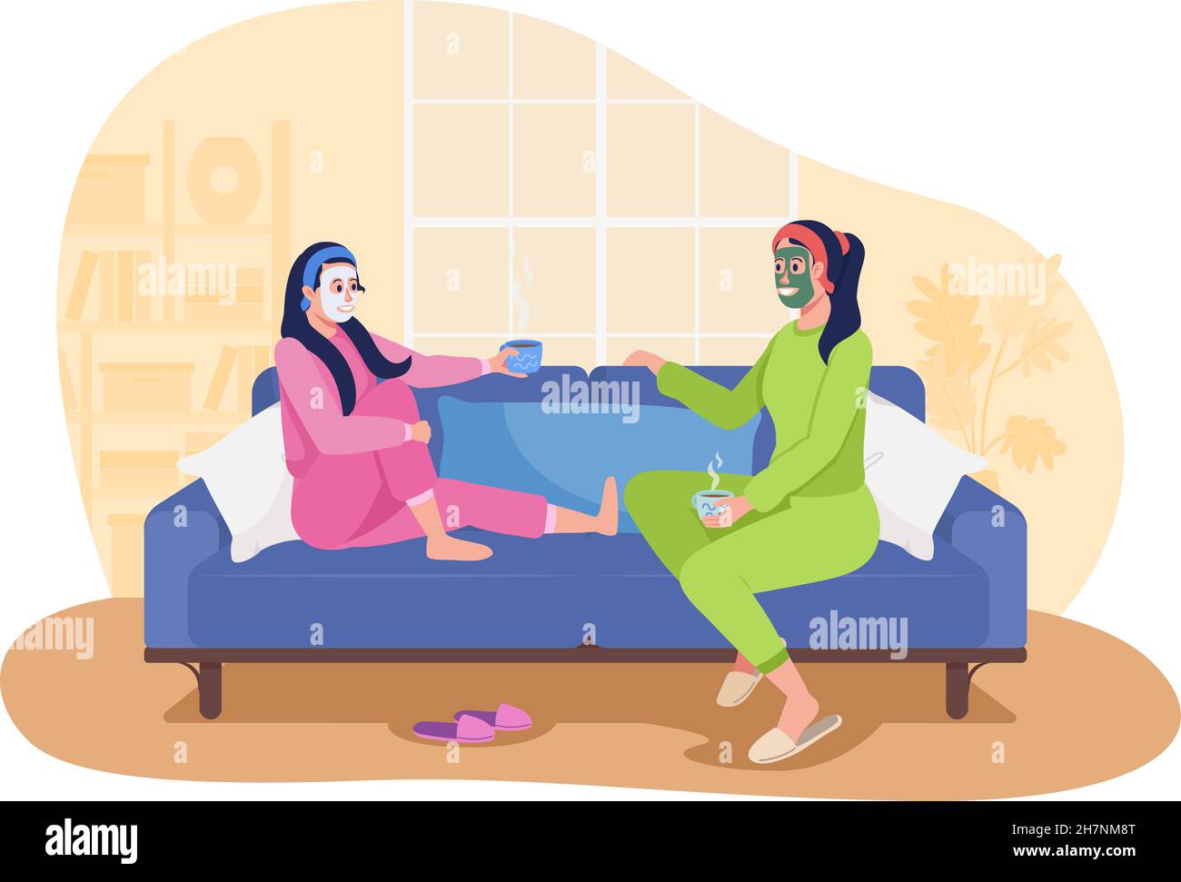Spa day for mom and daughter 2D vector isolated illustration Stock ...