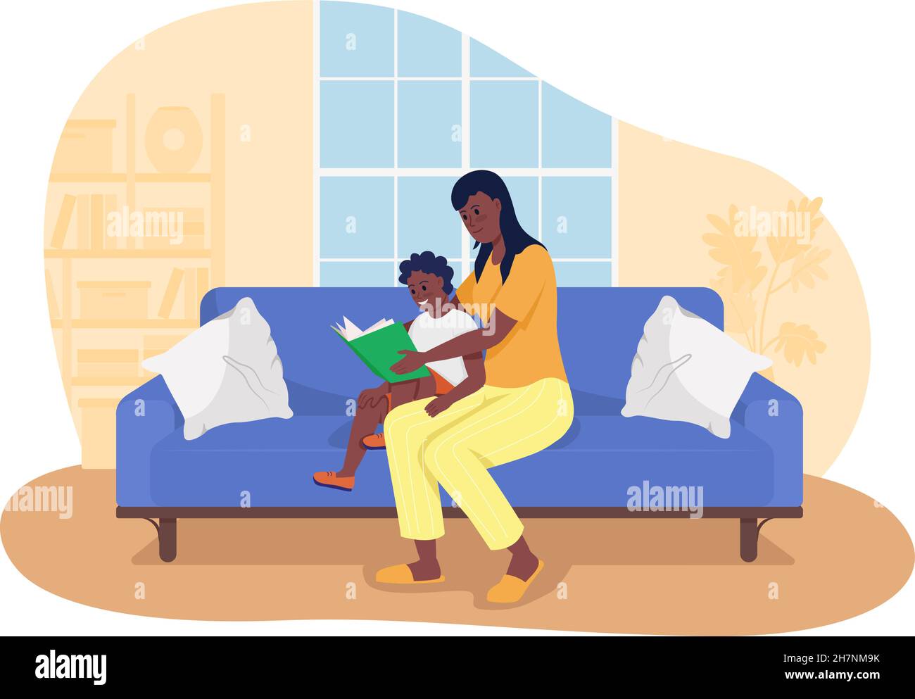 Raising bookworm kid 2D vector isolated illustration Stock Vector Image ...