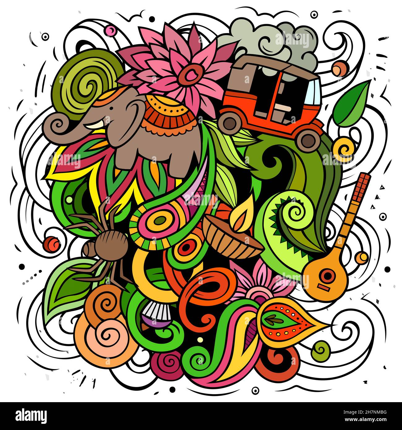 India hand drawn vector doodles illustration Stock Vector Image & Art ...