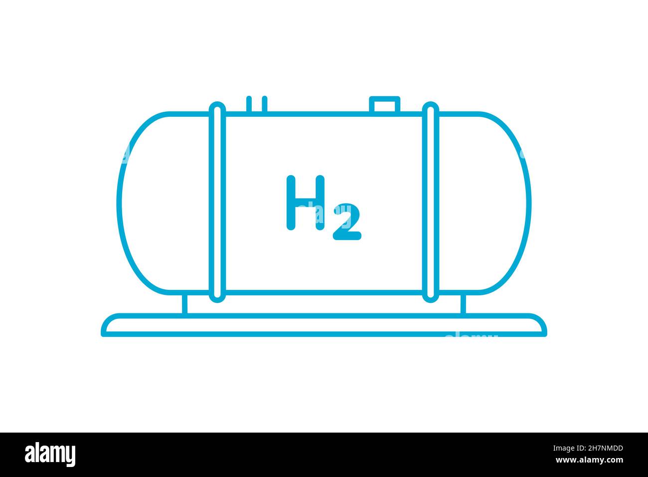 Big blue hydrogen tank line icon. Hydrogen fuel storage. Industrial ...
