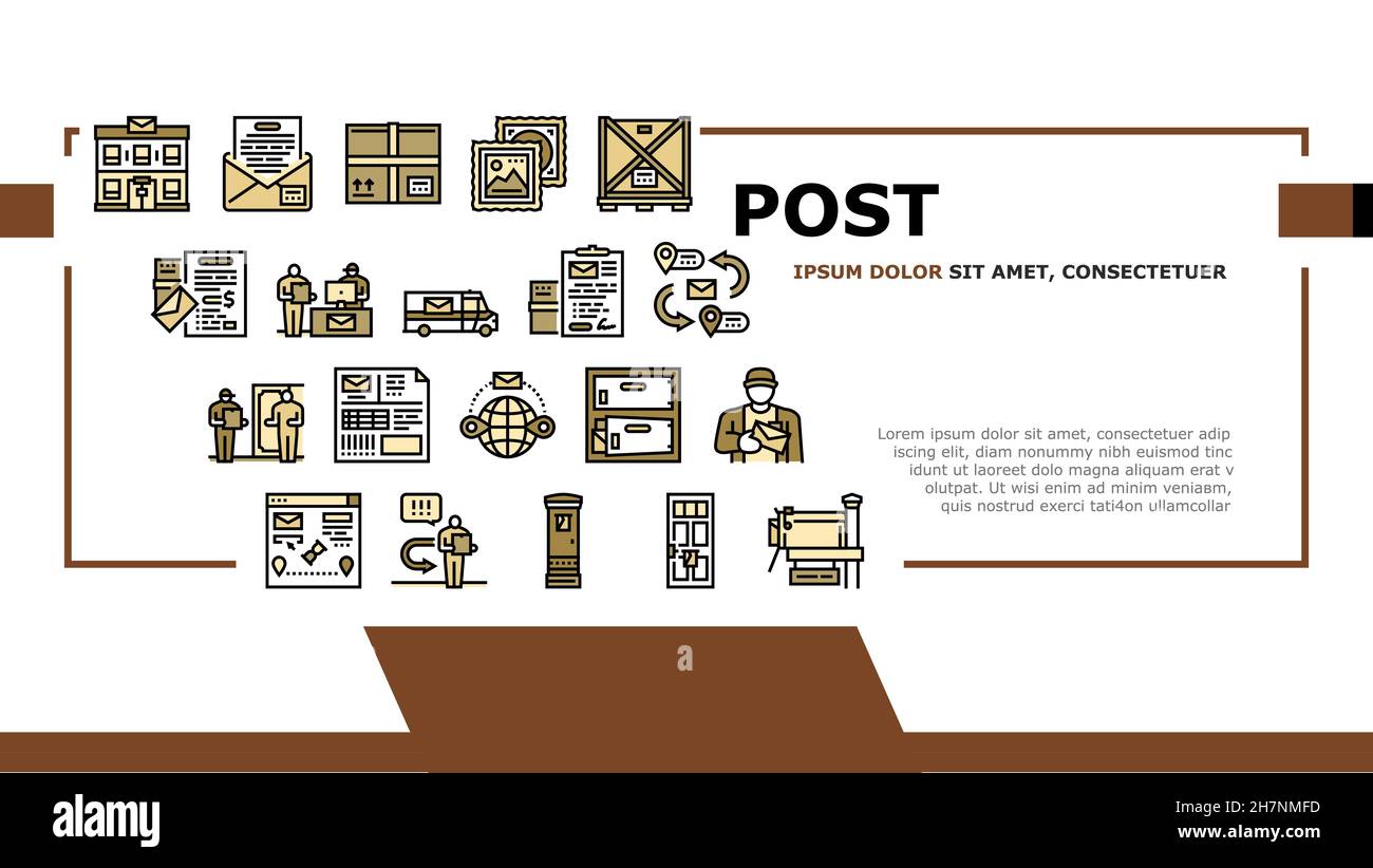 Post Office Delivery Service Landing Header Vector Stock Vector Image ...