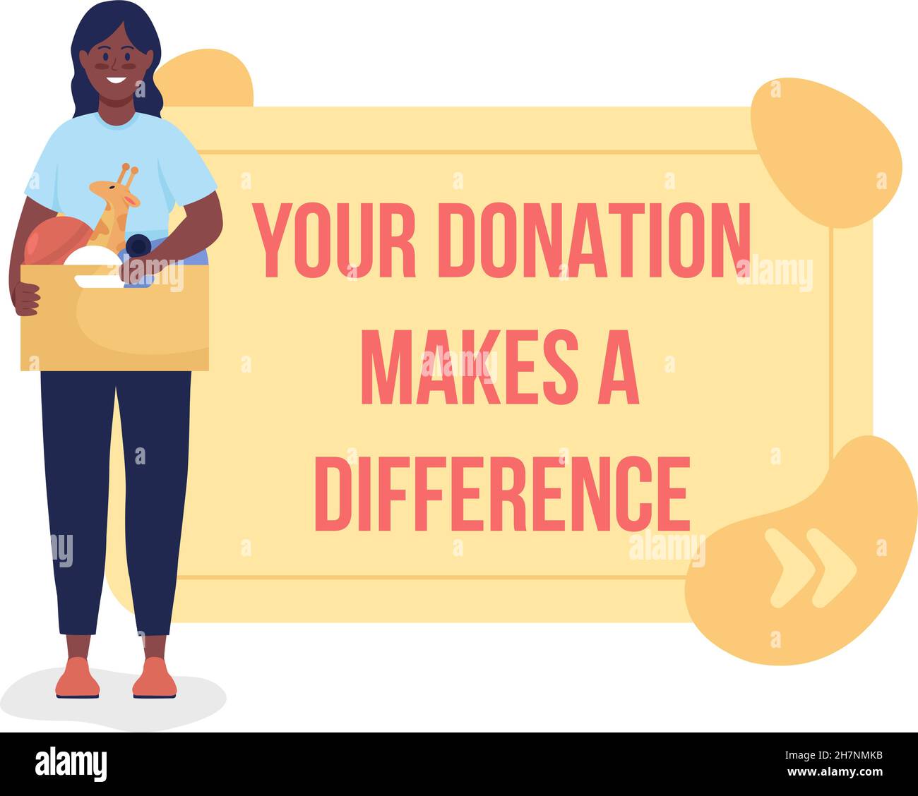 Your donation makes difference vector quote box with flat character ...