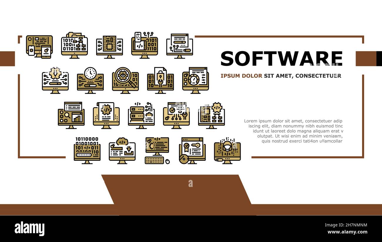 Software Program Development Landing Header Vector Stock Vector Image ...