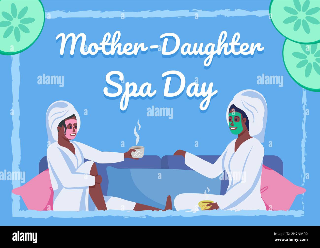 Mother daughter spa day poster flat vector template Stock Vector Image ...