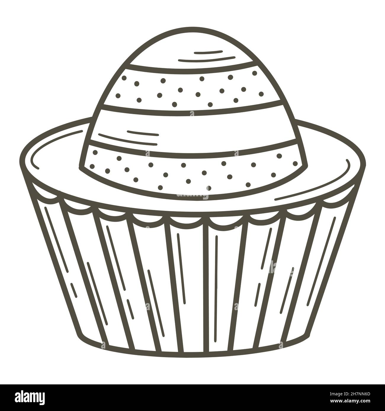 Homemade baked goods in doodle style isolated object. Cake with a ...