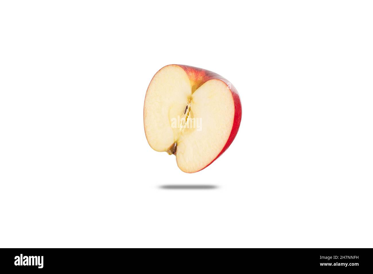 Ripe red apple half fruit isolated on white background. Half of red ...