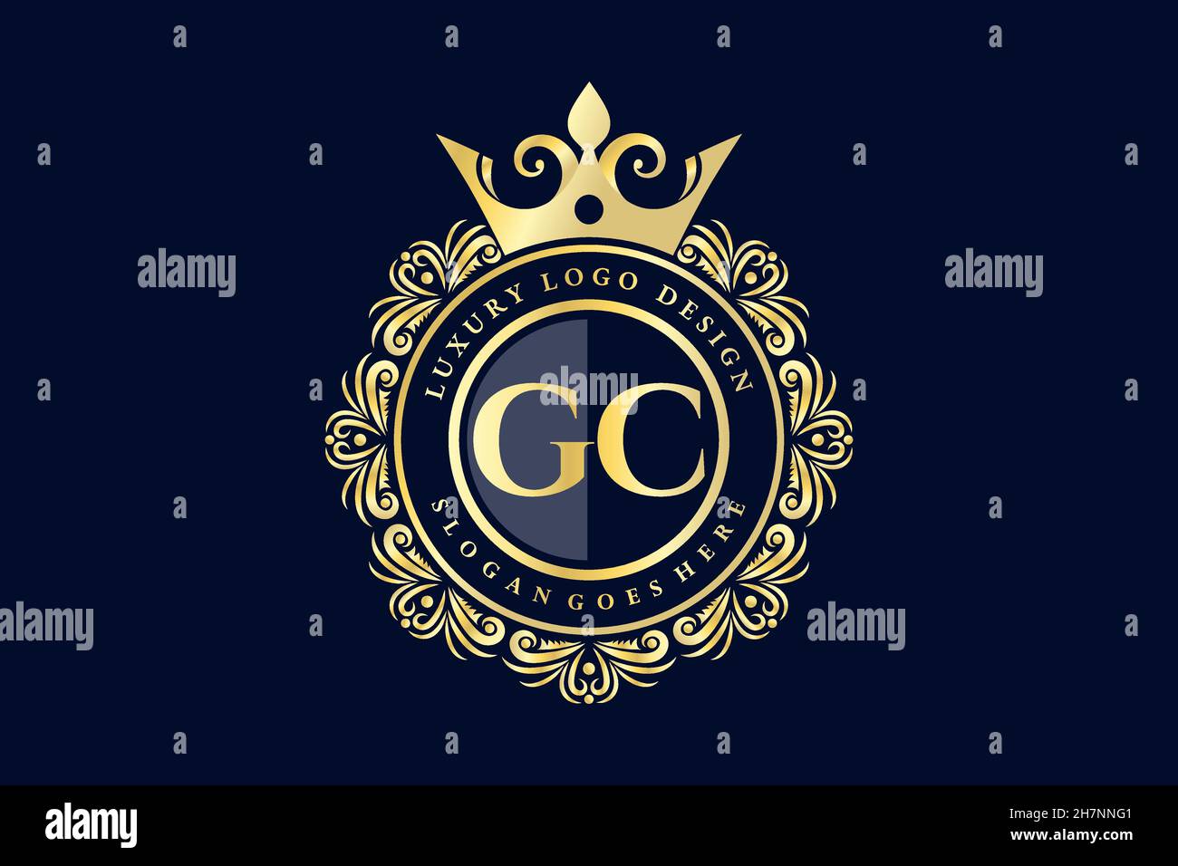 GC Initial Letter Gold calligraphic feminine floral hand drawn heraldic ...