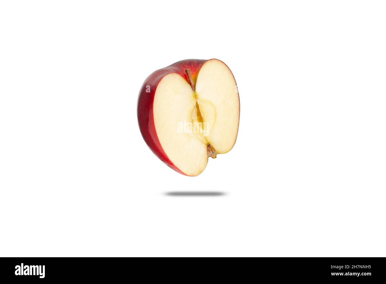 Ripe red apple half fruit isolated on white background. Half of red ...