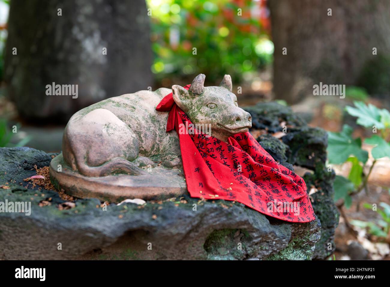 beautiful peaceful cow statue in Suikyo Tenmangu Shinto shrine in ...