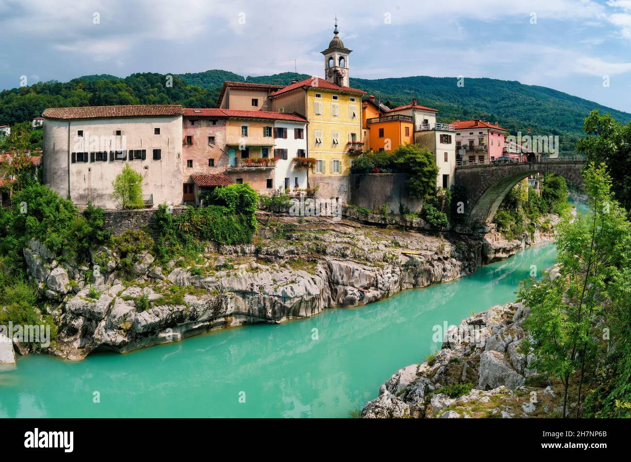 Ancient town in the Soca valley, Slovenia. Kanal town Stock Photo - Alamy