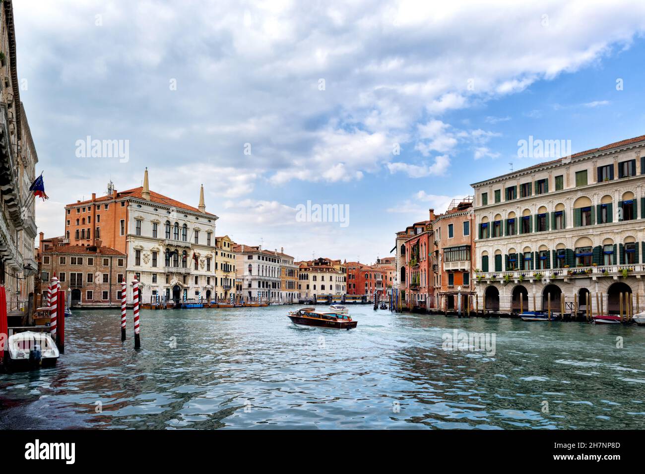 Beautiful scene in Venice with view of famous grand canal in summeer ...