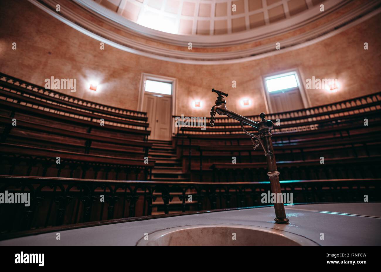 Antique faucet and sink installed on the table as equipment for ...