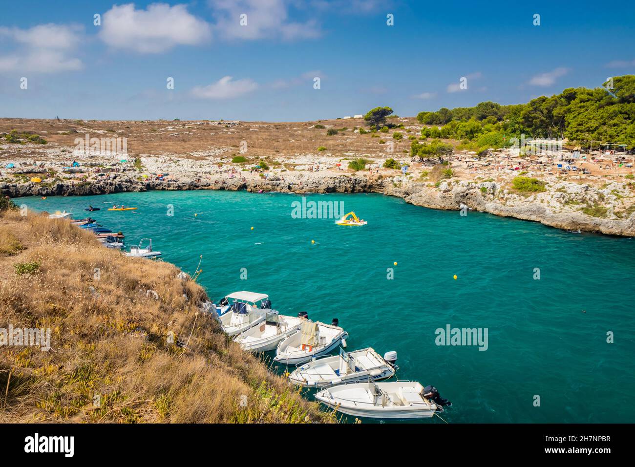 Aug 17, 2021 - Otranto, Puglia, Italy - The small beach of Porto ...