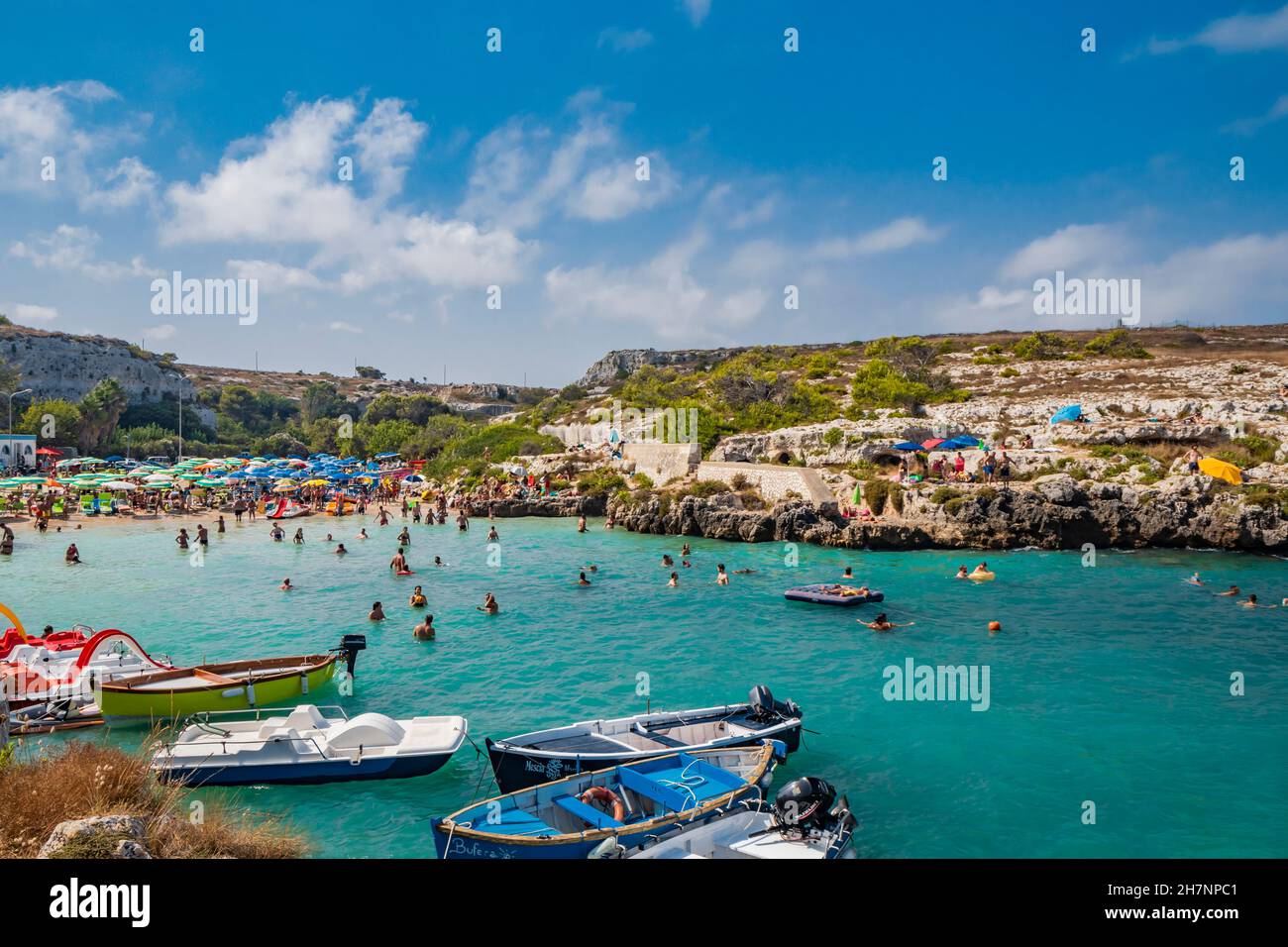 Aug 17, 2021 - Otranto, Puglia, Italy - The small beach of Porto ...