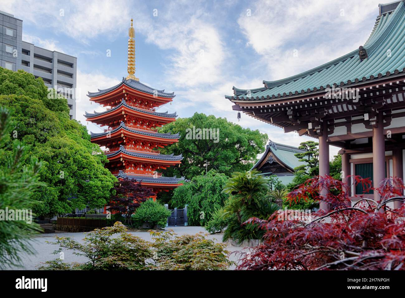 Beautiful famous Tochoji Temple in Hakata area, Fukuoka, Japan Stock ...
