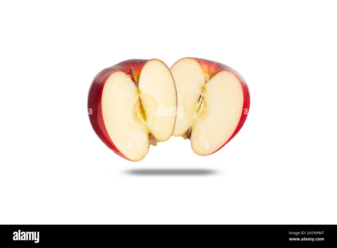 Two half of red apple isolated on the white background Stock Photo - Alamy