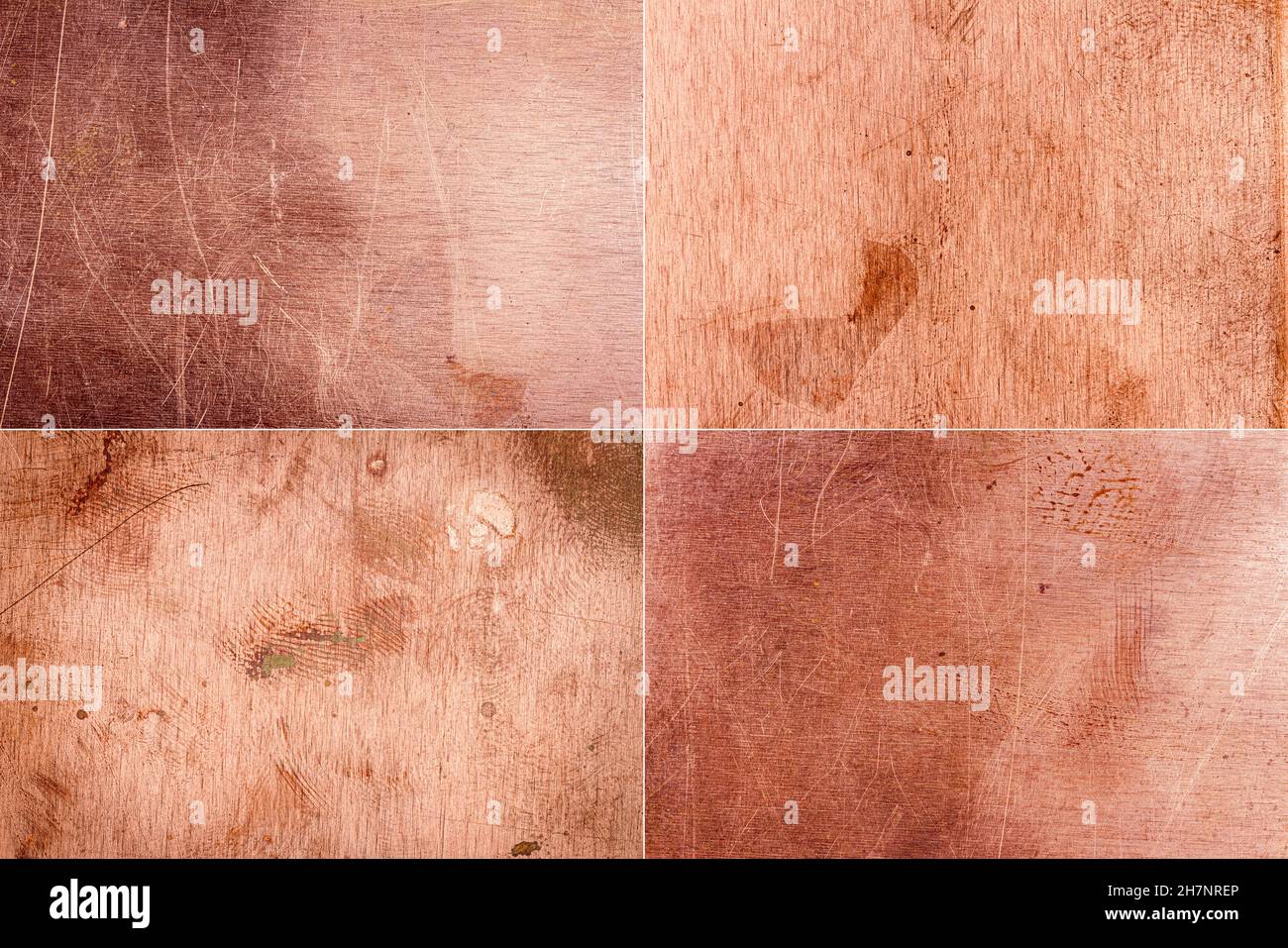Collection of images with scratched dirty dusty copper plate texture ...