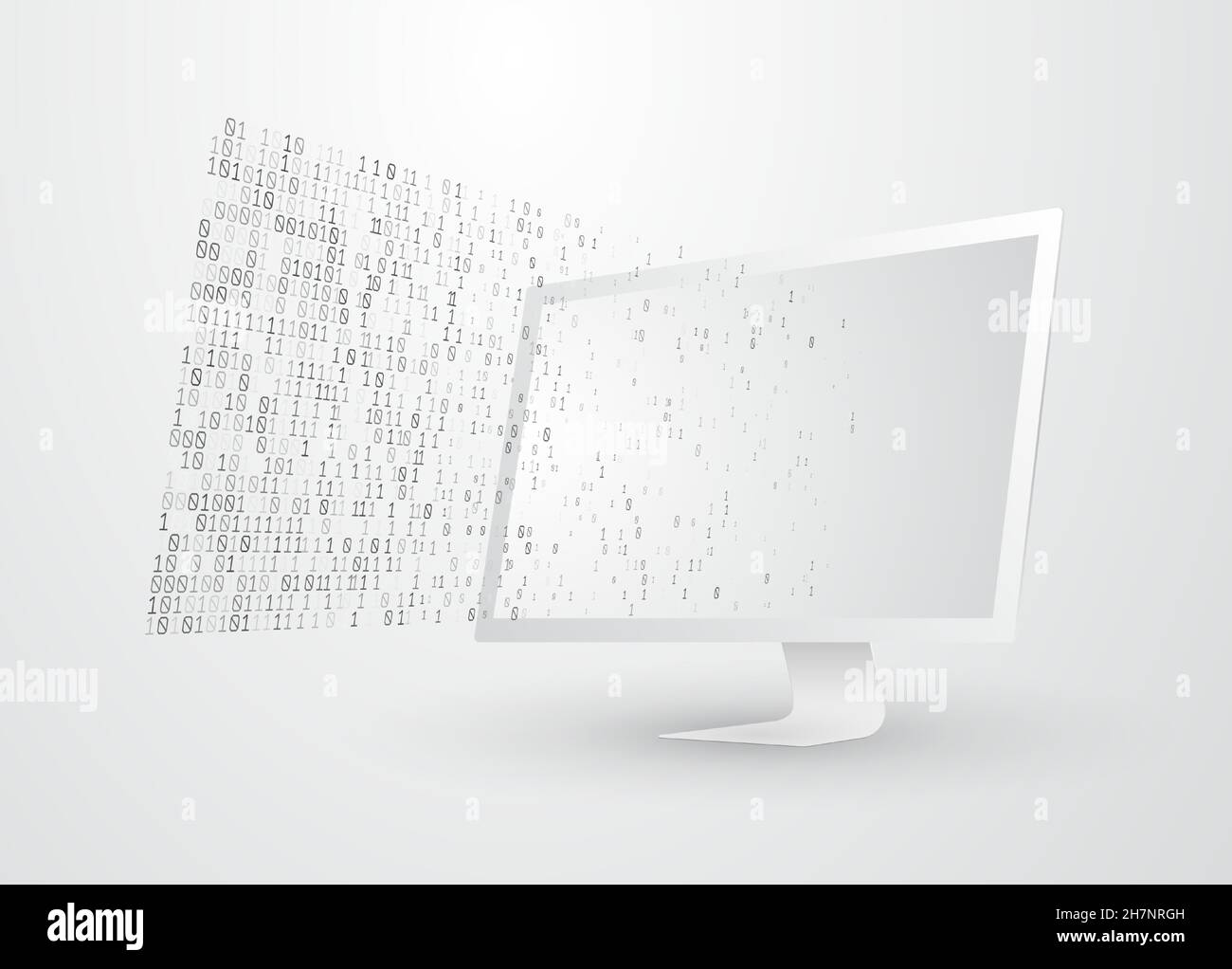 Binary code coming out of the computer screen. Smart pc software grouping data from chaos to ...