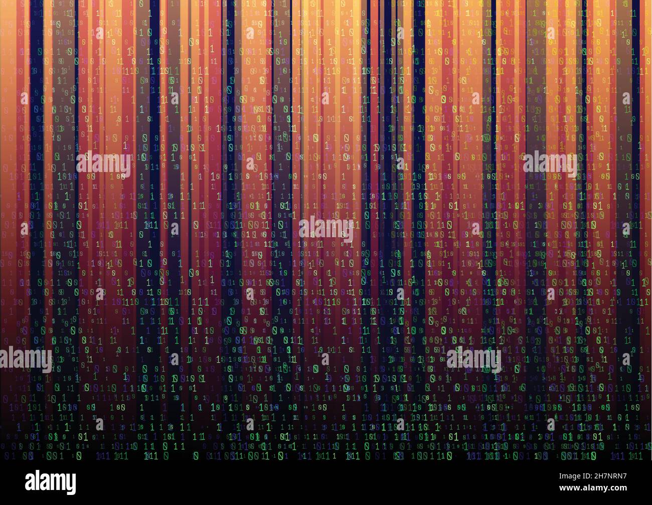 Binary code digital technology. Data Sorting. From Chaos to System. Artificial intelligence.Big ...