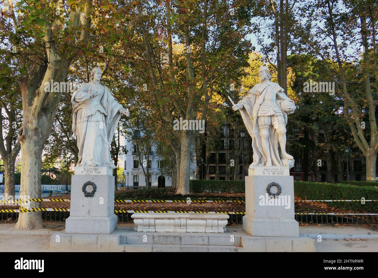 MADRID, SPAIN - Oct 24, 2021: historc spanish kings in front of the ...