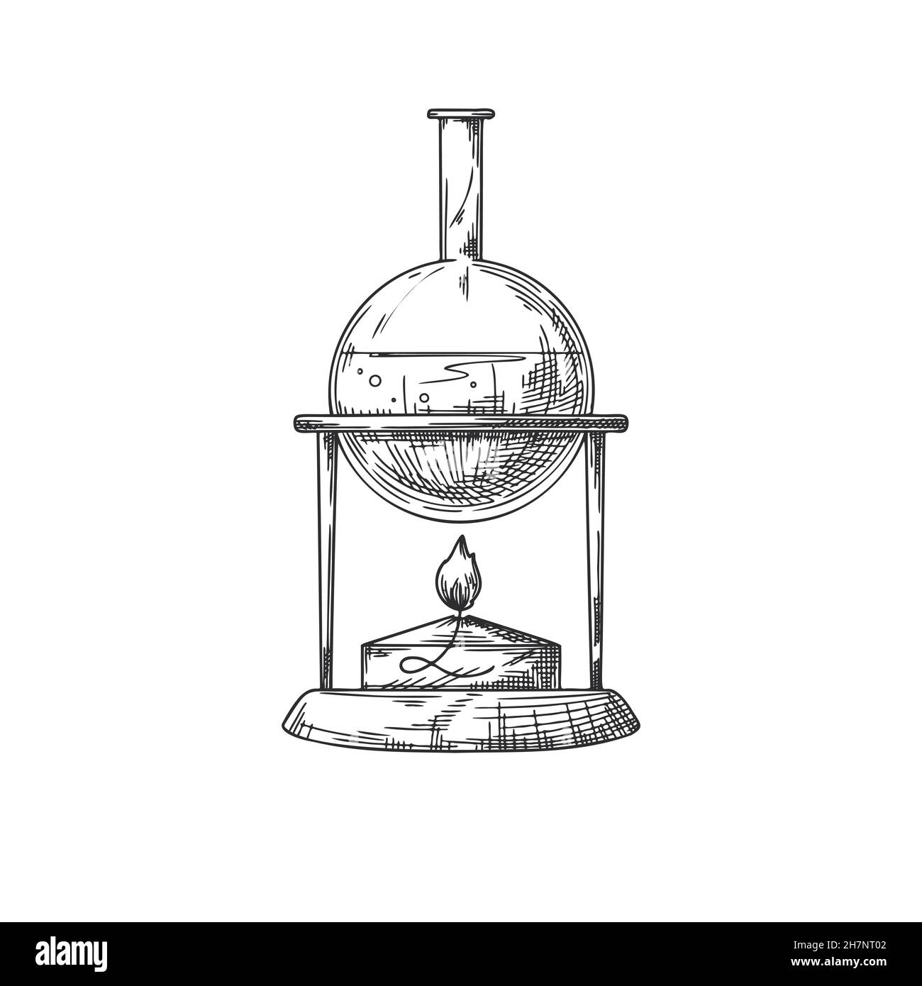 Sketch of a chemical laboratory object. Pharmaceutical flasks, beakers ...