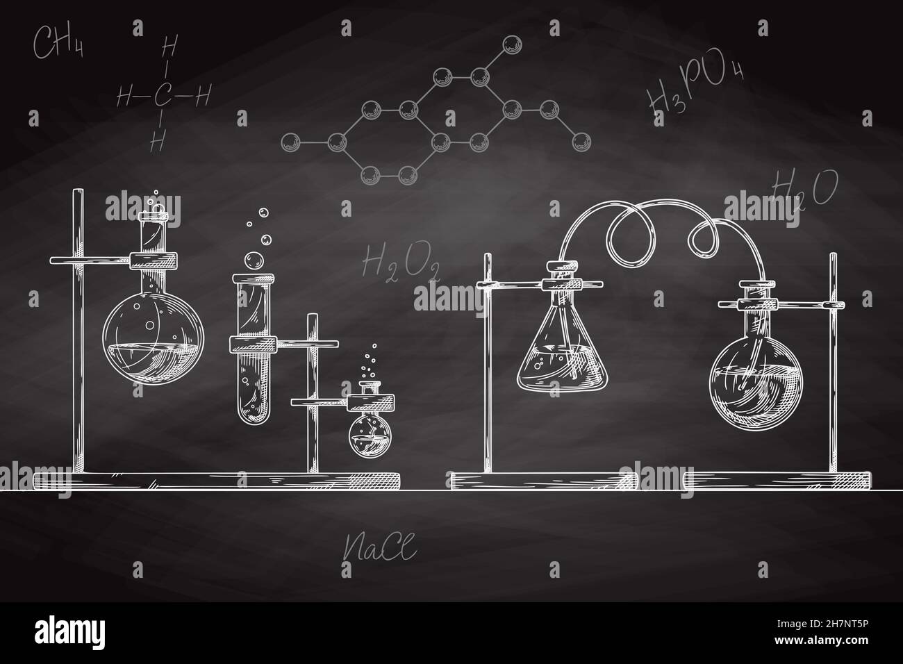 Sketch of chemical laboratory objects. Glassware for a chemical ...
