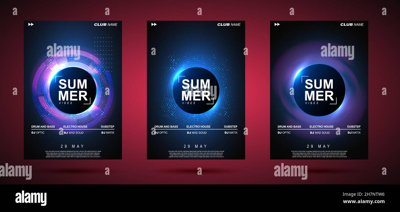 Electronic music abstract background blue. Party poster design showing ...