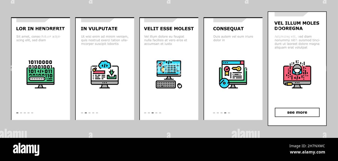 Software Program Development Onboarding Icons Set Vector Stock Vector ...