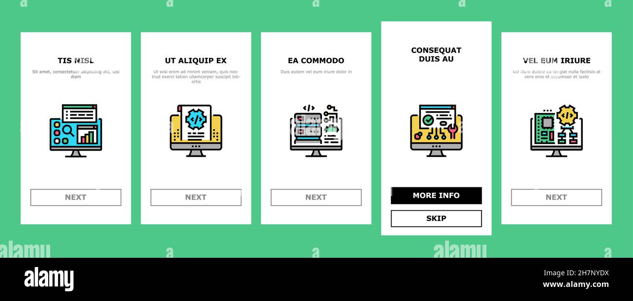 Software Program Development Onboarding Icons Set Vector Stock Vector