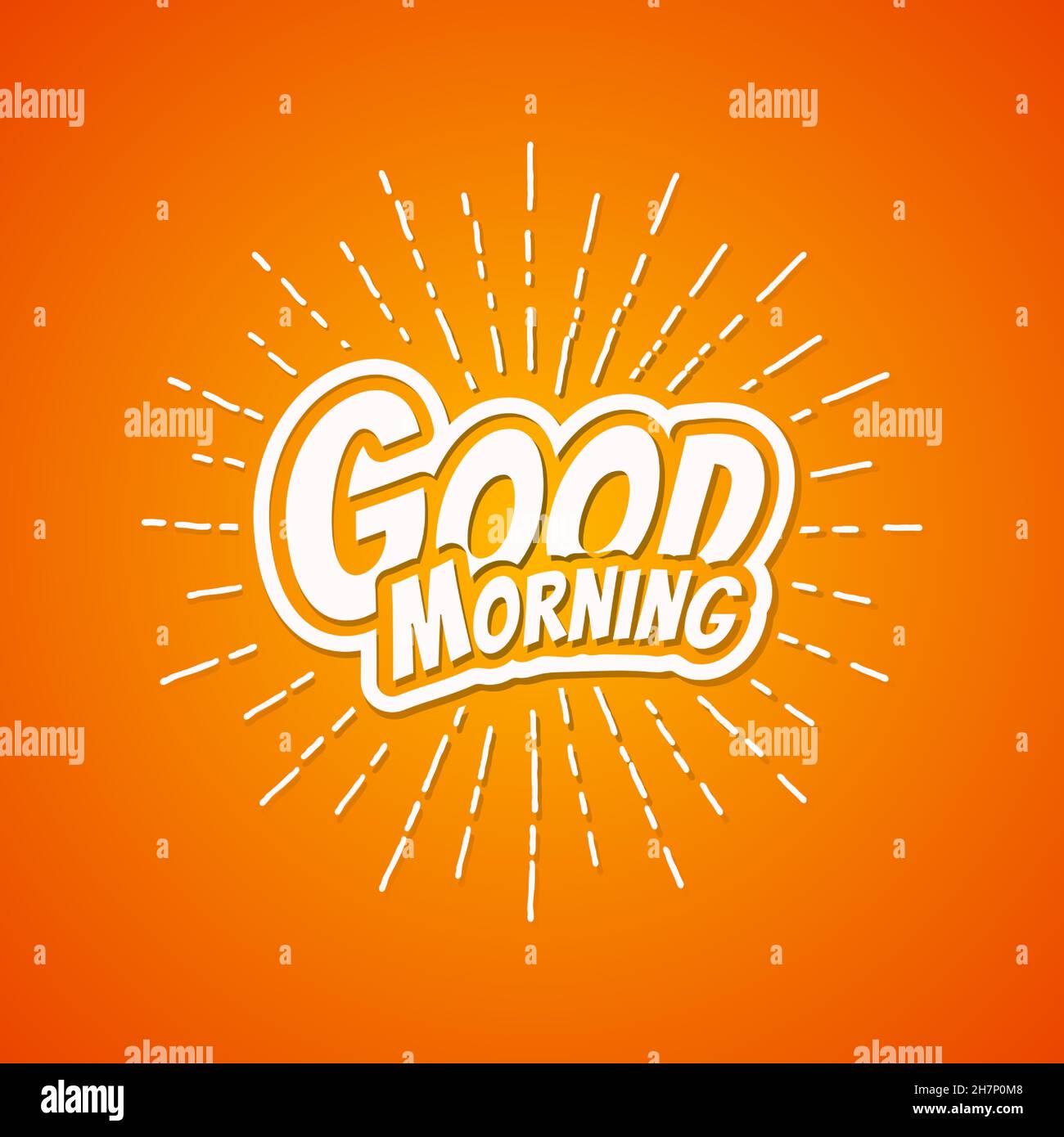 Good Morning lettering on hand drawn sun rays Stock Vector Image & Art ...