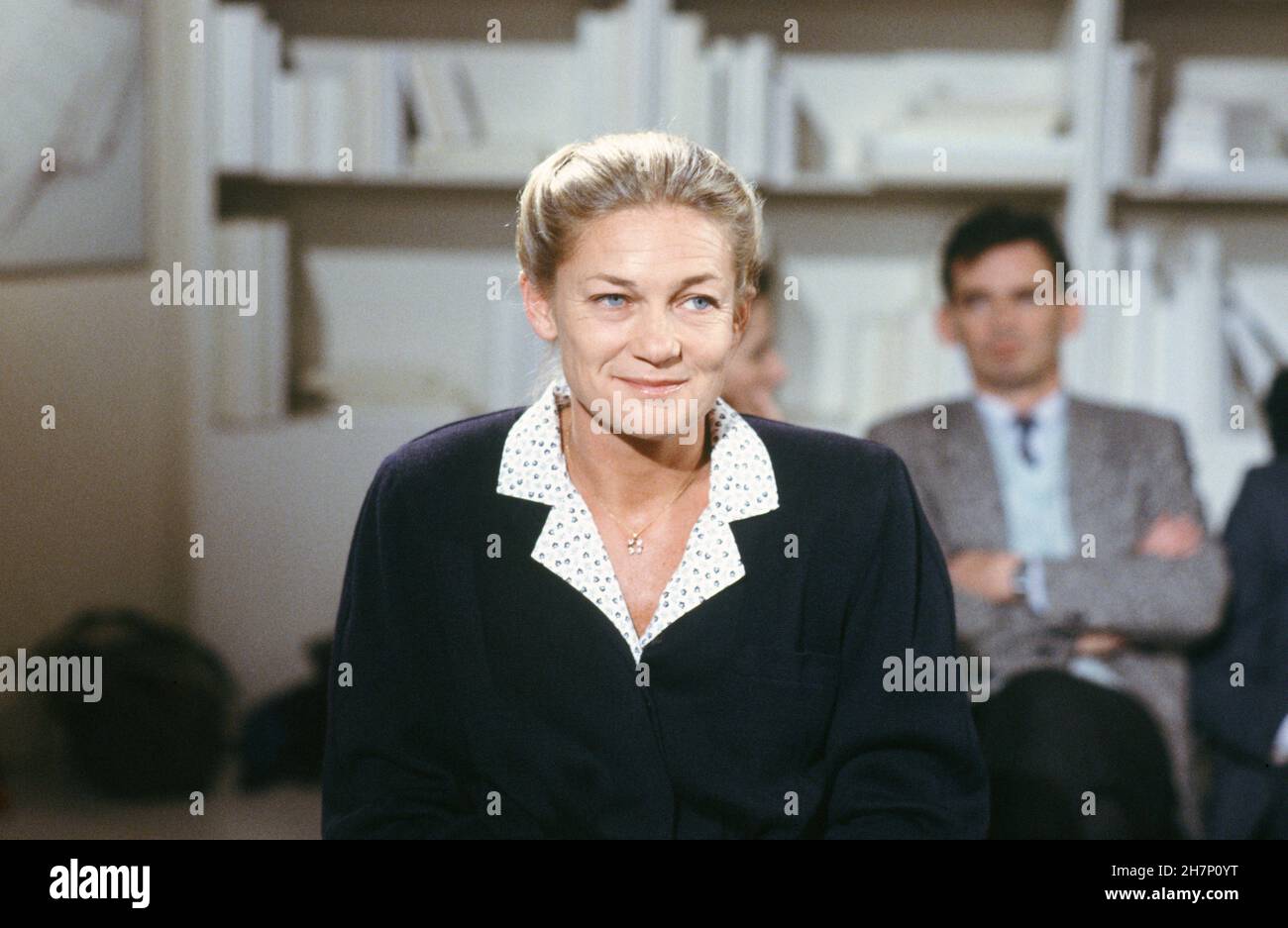 Elisabeth Badinter on the set of the literary TV show "Apostrophes ...
