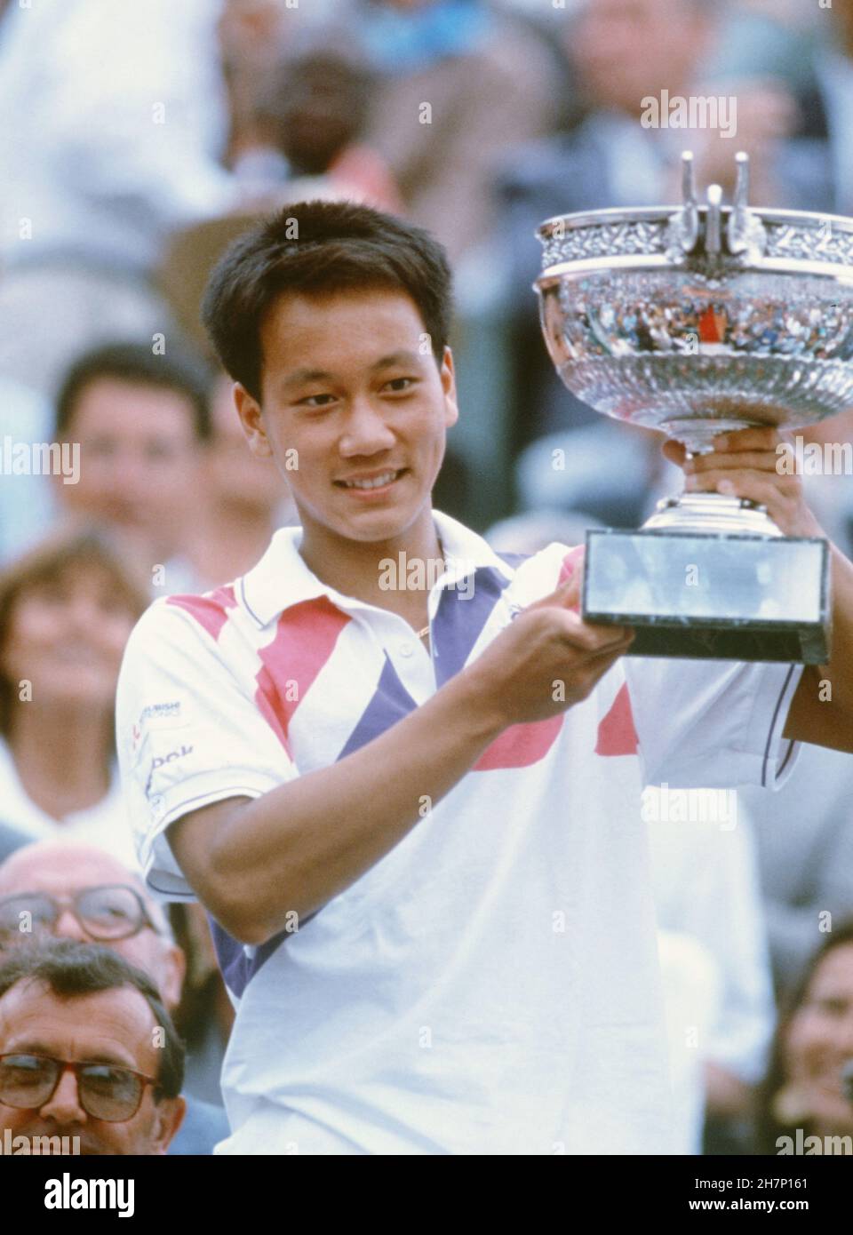 American tennis player Michael Chang, winner of the the men's singles ...