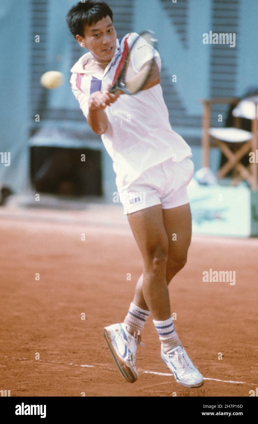 American tennis player Michael Chang, attending the men's singles final ...