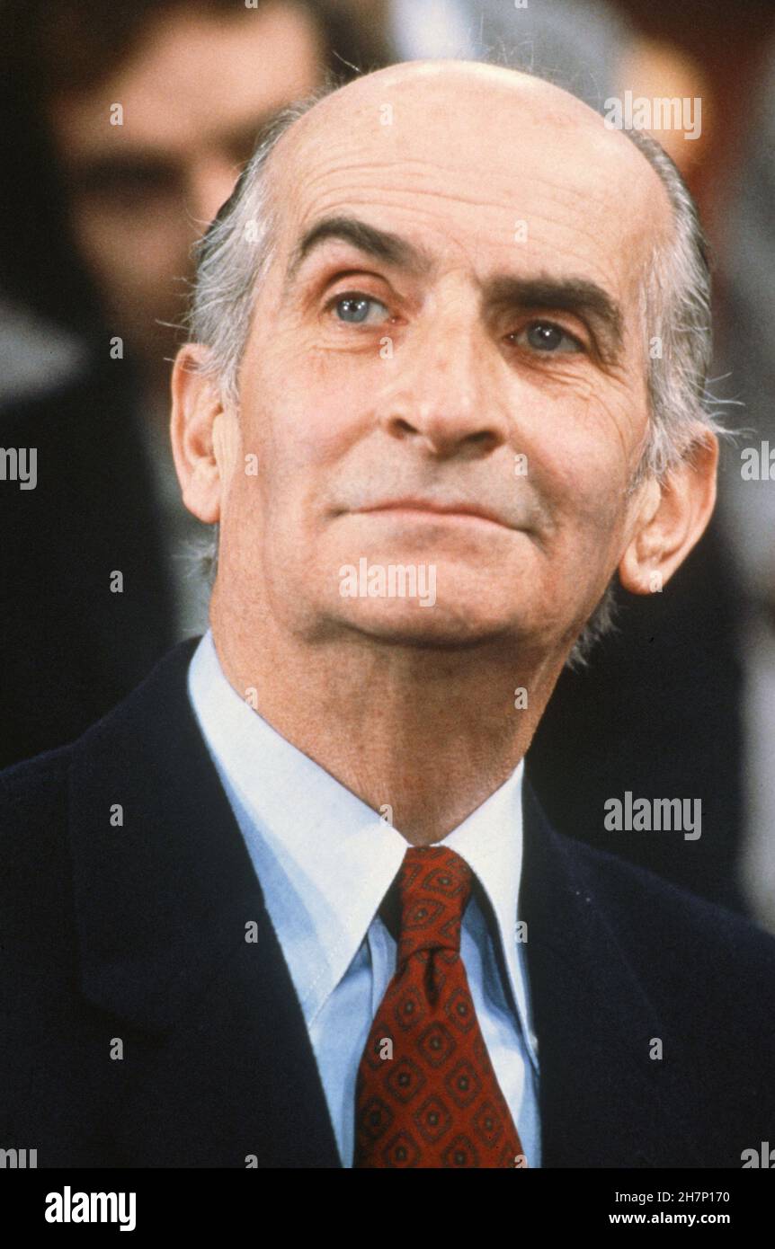 French actor Louis de Funès during the recording of the television ...