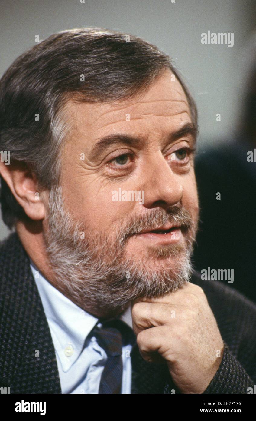 French anthropologist Yves Coppens on the set of a TV show c.1985 Stock ...