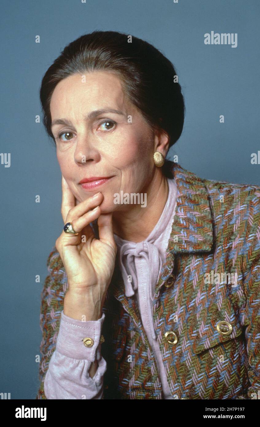 French lawyer and politician Marie-France Garaud. Studio portrait shot ...