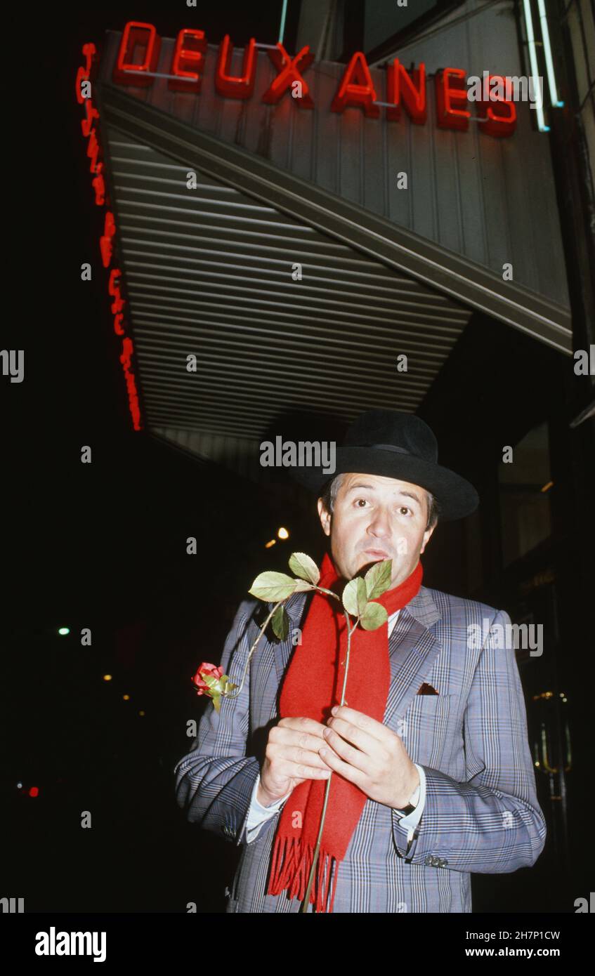 Jacques Mailhot in front of the Théâtre des Deux Ânes in Paris, which ...