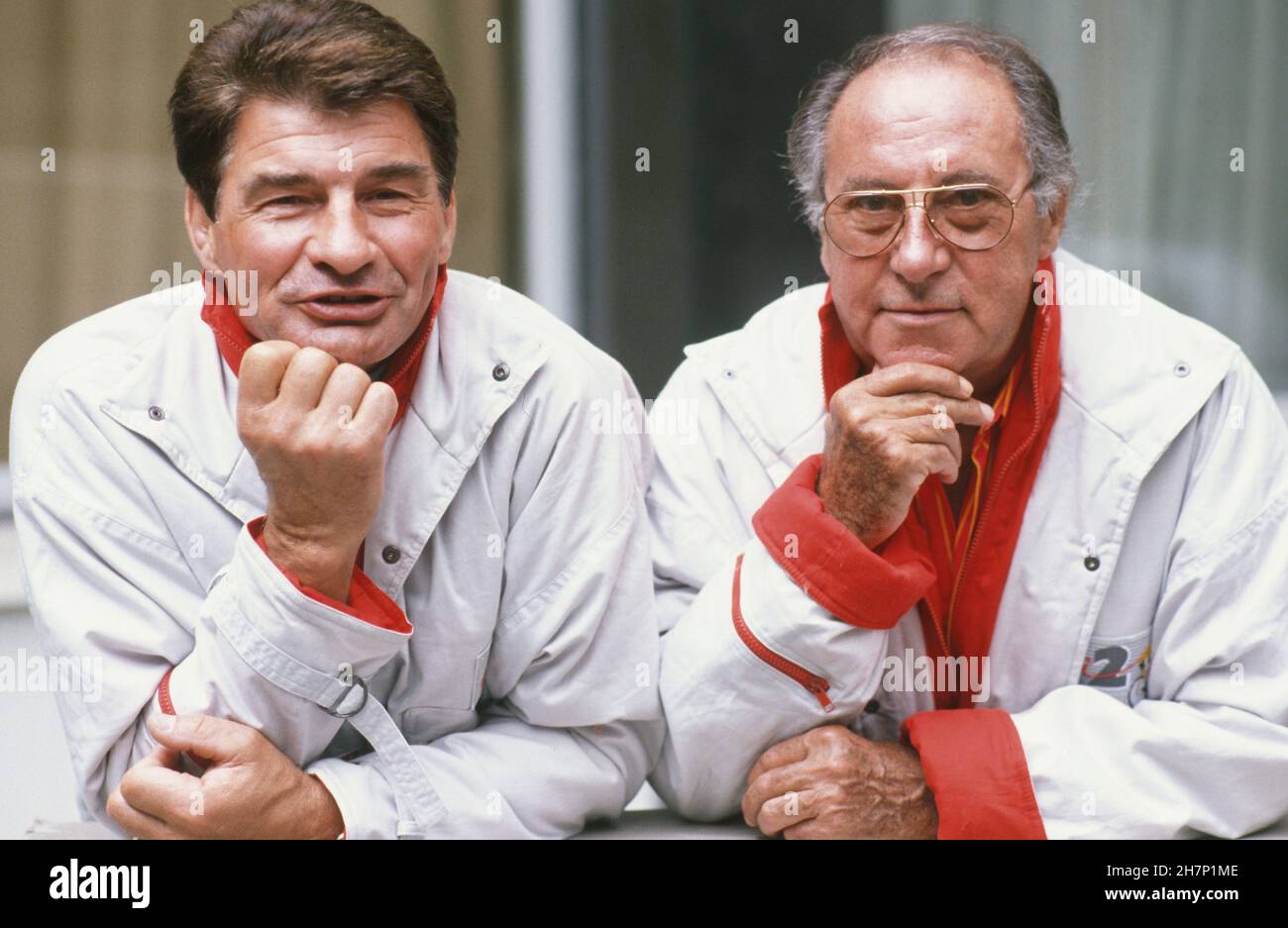 French cyclists Raymond Poulidor and Robert Chapatte, sports ...