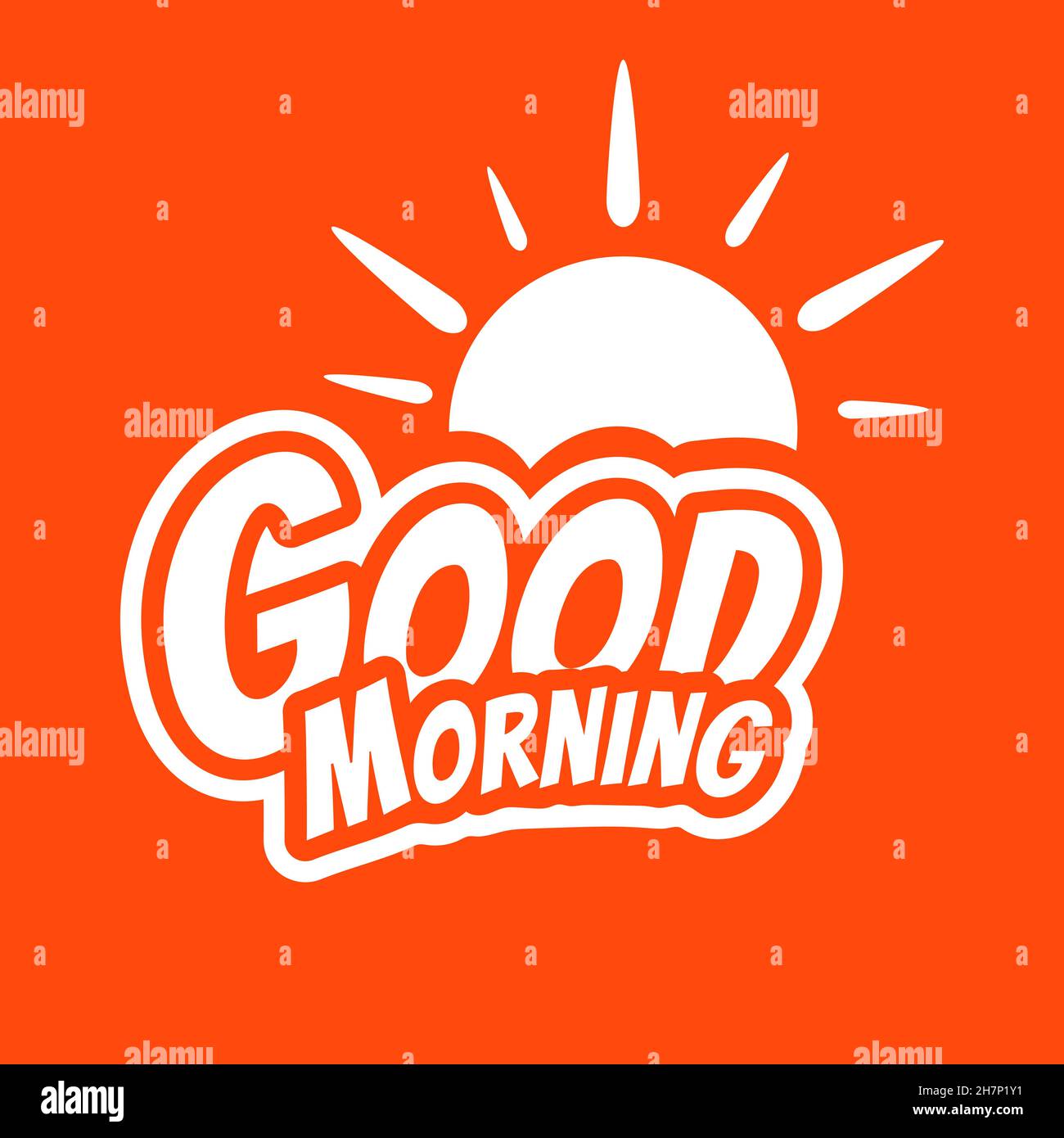 Good Morning lettering text with the sun. Vector Illustration Stock ...