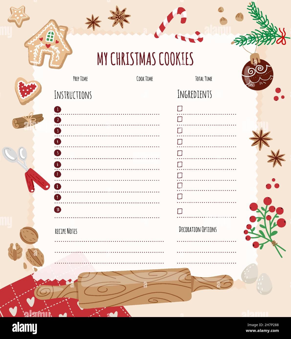 Blank page for Christmas recipes.Template for layout, banner, web ...