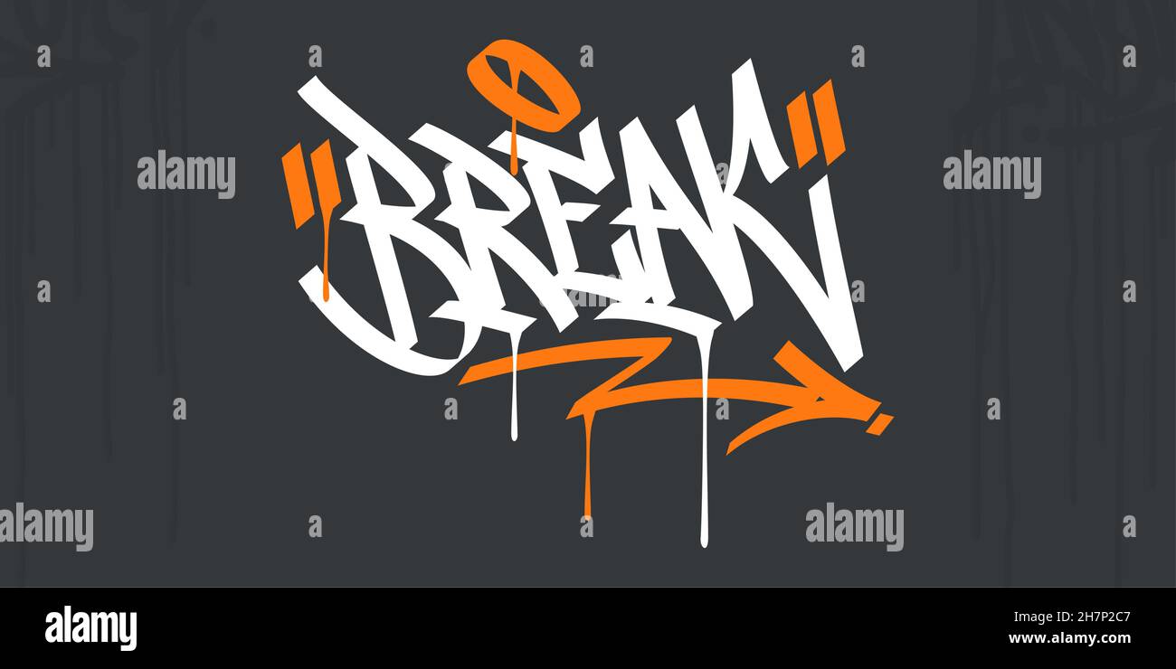 Abstract Handwritten Hip Hop Street Art Graffiti Style Word Break ...