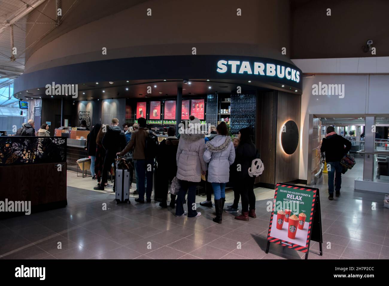 Standing In Line At Starbucks At Piccadilly Train Station At Manchester ...