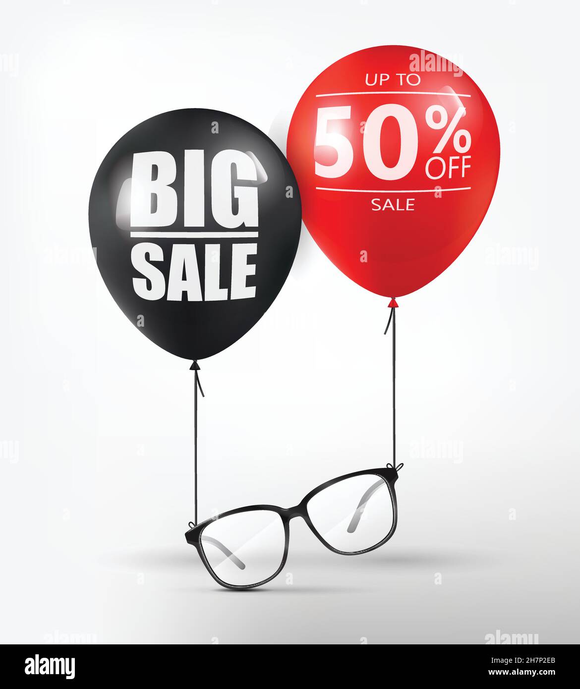 Eyeglasses Sale Banner Concept Black Optical Glasses On White Background Dioptrical Glasses