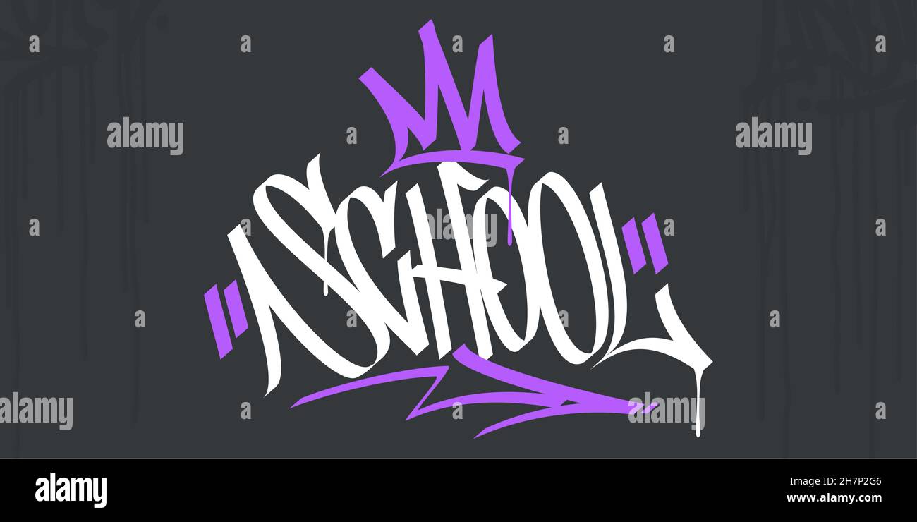 Abstract Handwritten Hip Hop Street Art Graffiti Style Word School ...
