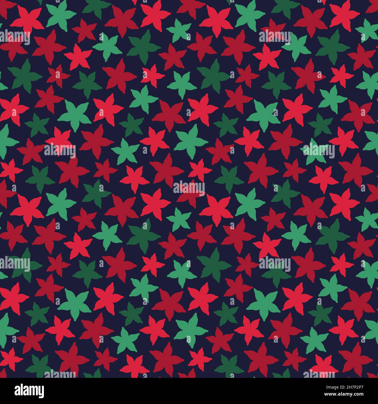 Seamless pattern poinsettia Christmas silhouette floral plant.New year ...