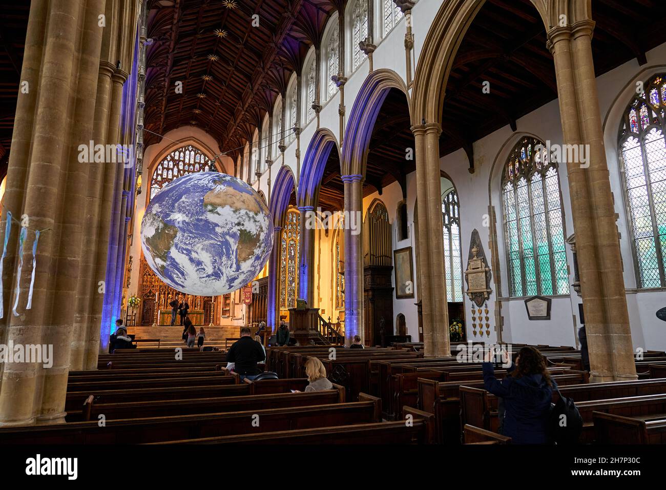 Artist Luke Jerram's Gaia, a 6-metre revolving globe installation using ...
