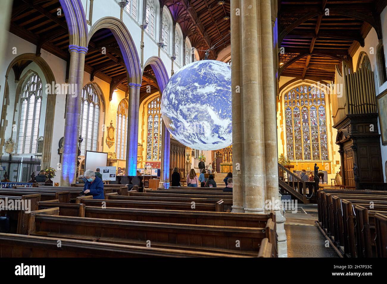 Artist Luke Jerram's Gaia, a 6-metre revolving globe installation using ...